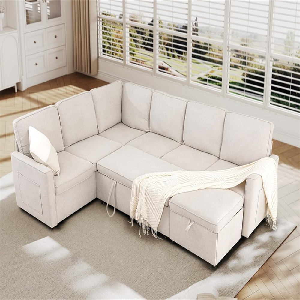 Latitude Run® Premium U Shaped Sectional Sleeper Couch With Pull Out Couch Bed, Modular ...